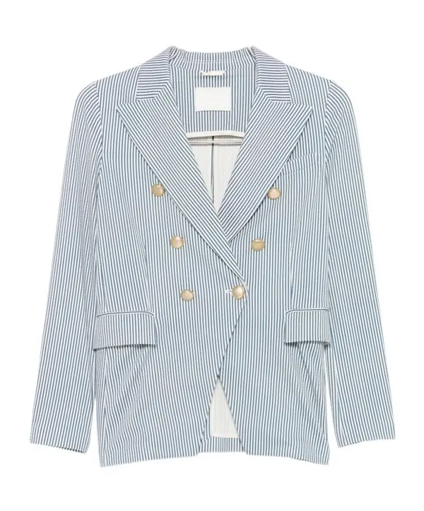 CIRCOLO 1901 Striped Double-breasted Blazer - Gray