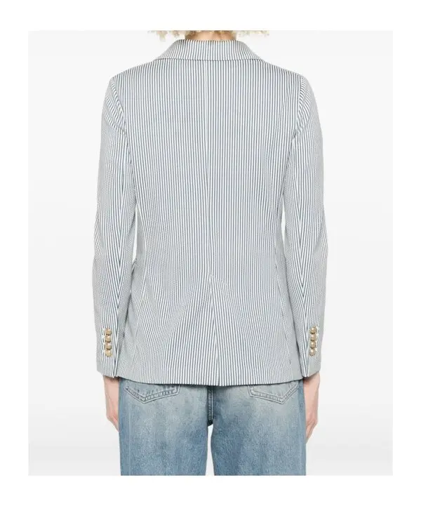 CIRCOLO 1901 Striped Double-breasted Blazer - Gray