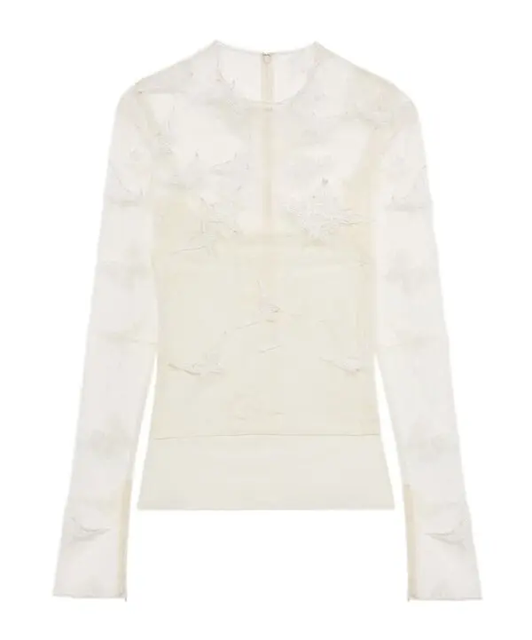 Blumarine Embroidered Butterfly Long Sleeve Blouse