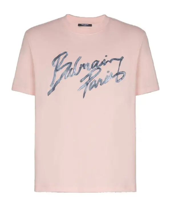 Balmain Printed Cotton T-shirt - Pink