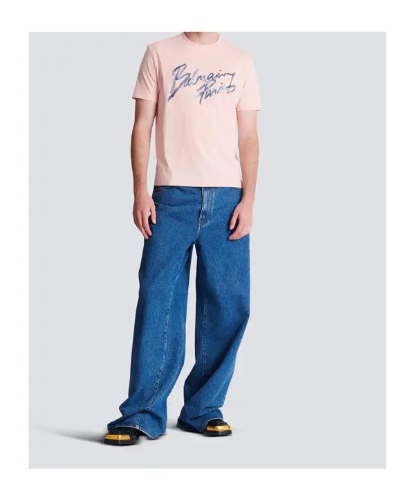 Balmain Printed Cotton T-shirt - Pink