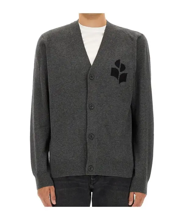 Isabel Marant Étoile Logo Intarsia-knit V-neck Cardigan - Black