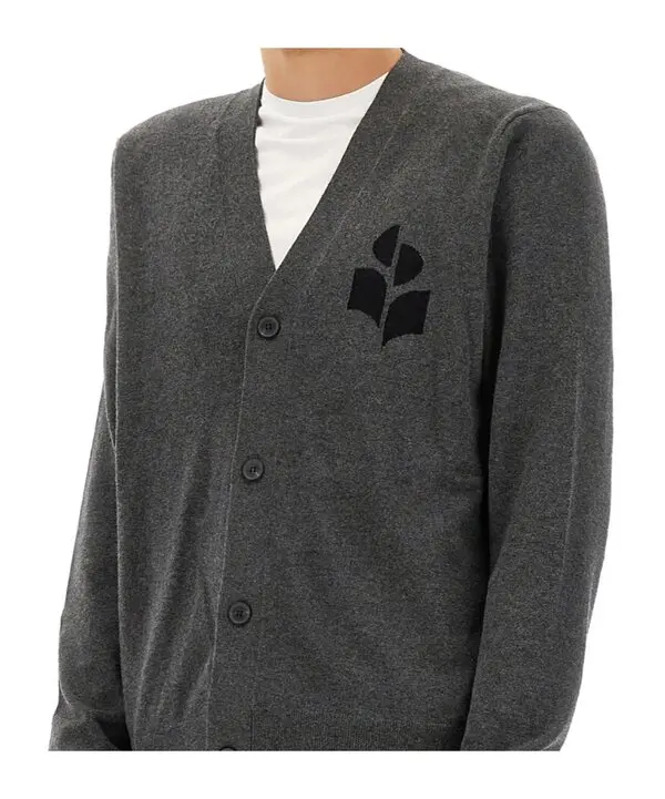 Isabel Marant Étoile Logo Intarsia-knit V-neck Cardigan - Black