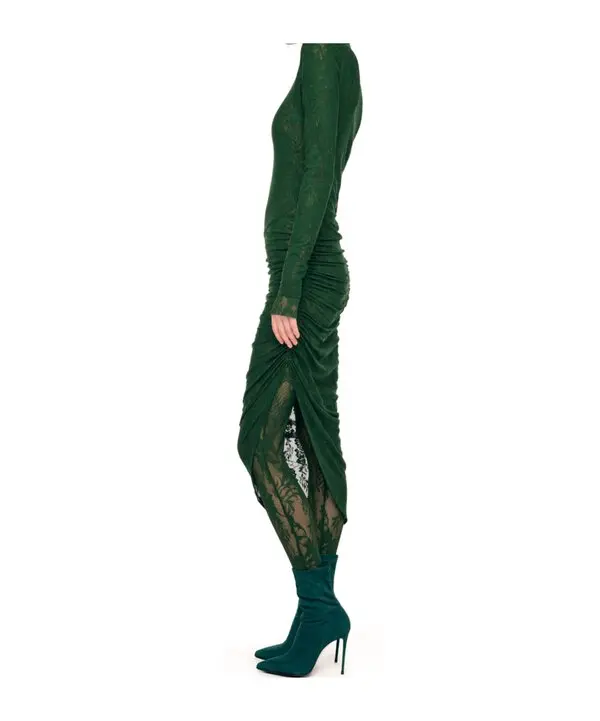 Norma Kamali Long Sleeve Turtleneck Side Drape Dress