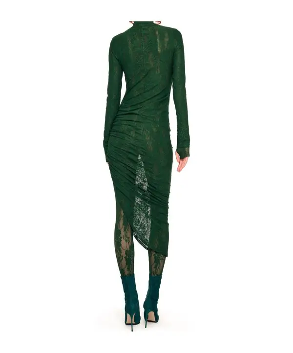 Norma Kamali Long Sleeve Turtleneck Side Drape Dress