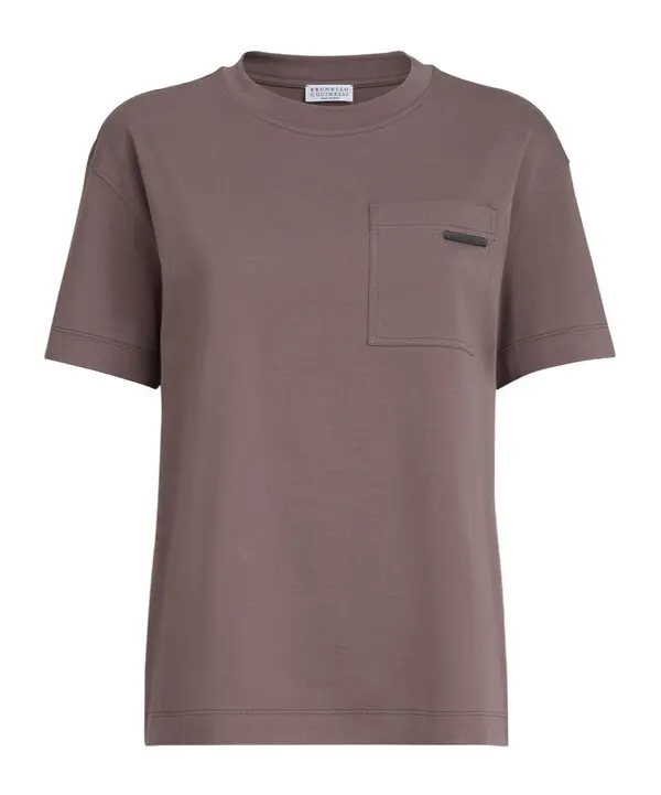 Brunello Cucinelli Shiny Tab Crewneck T-shirt