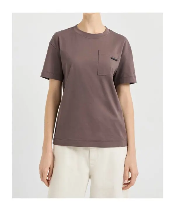 Brunello Cucinelli Shiny Tab Crewneck T-shirt