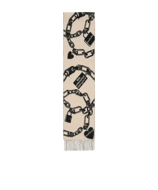 Acne Studios Chain Fringe Scarf - Beige/black