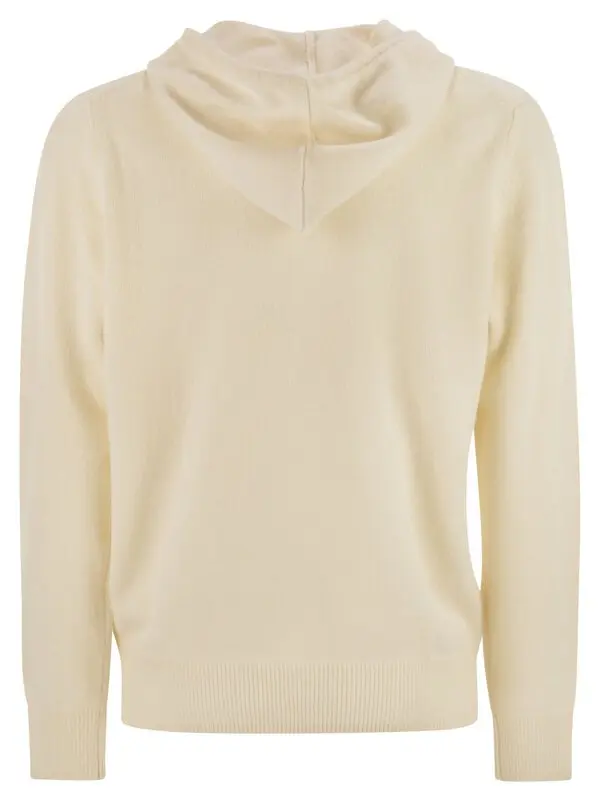 MC2 SAINT BARTH Zipped Knitted Cardigan With Hood - Nude