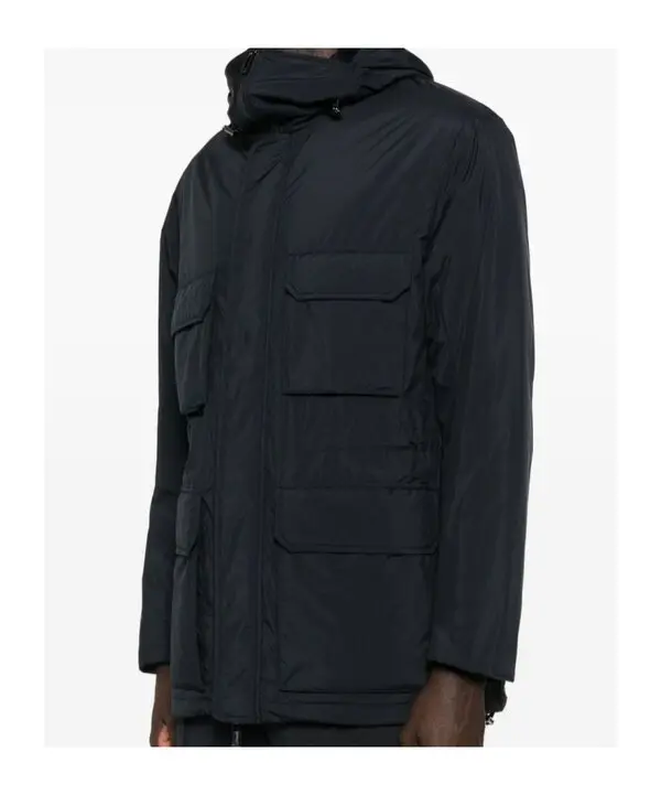Emporio Armani Hooded Jacket With Multiple Pockets - Black