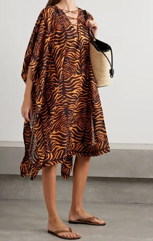 Ulla Johnson Tiger Print Kaftan Dress