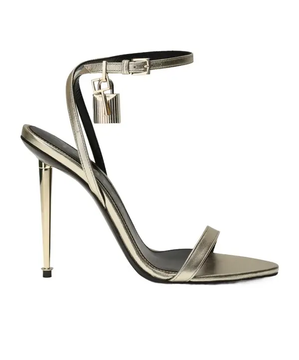 TOM FORD Laminated Padlock Pointy Stiletto Sandals - Nude