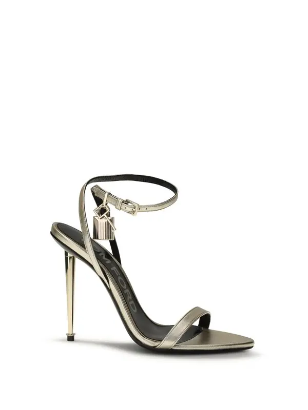 TOM FORD Laminated Padlock Pointy Stiletto Sandals - Nude