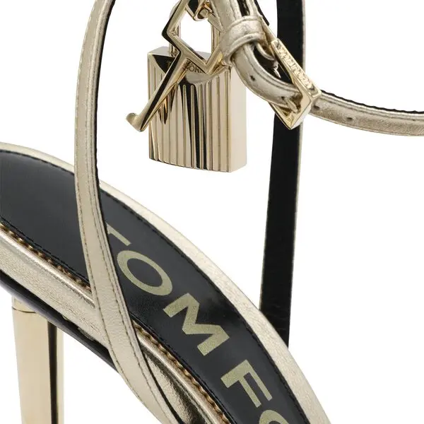 TOM FORD Laminated Padlock Pointy Stiletto Sandals - Nude