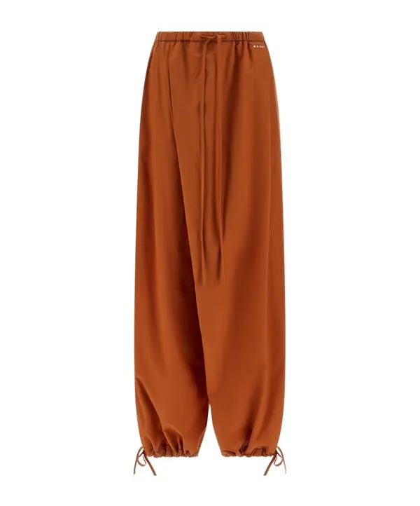 Marni Embroidered Logo Wide-leg Trousers