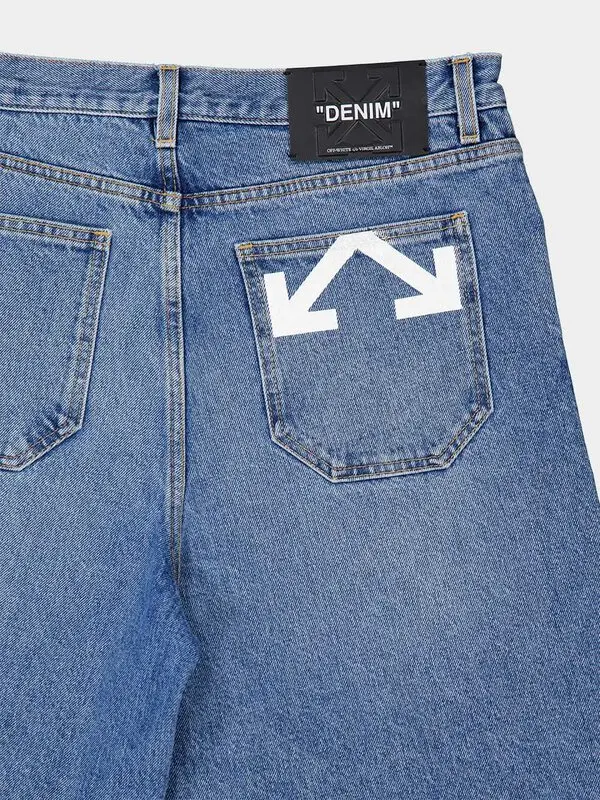 Off-White Half Arrow Denim Shorts - Blue