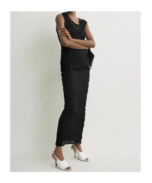 TOTEME Crinkled Knit Midi Skirt - Black