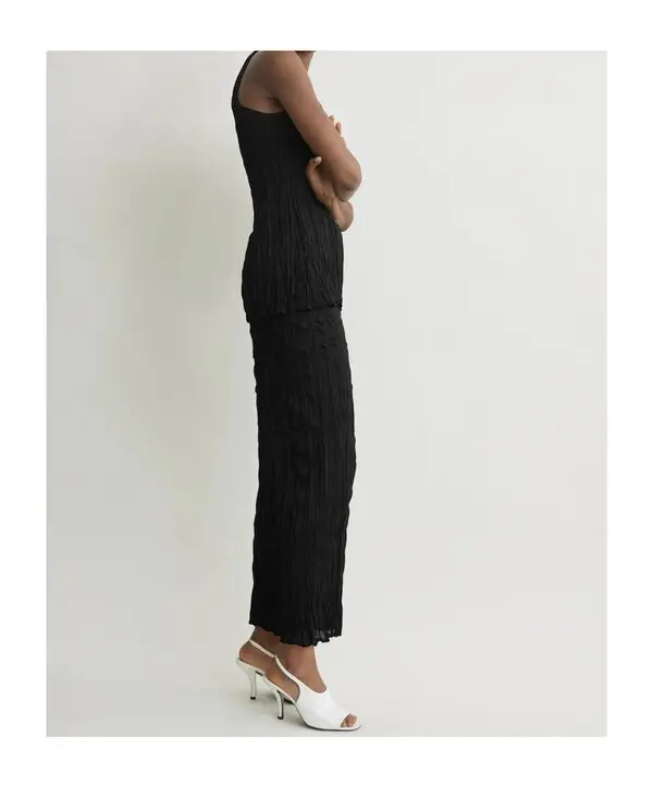 TOTEME Crinkled Knit Midi Skirt - Black