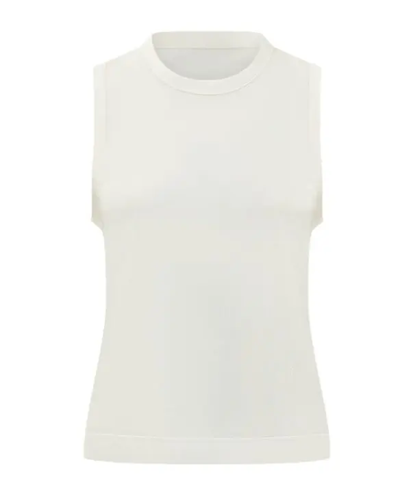 Ami Sleeveless Crewneck Top - White
