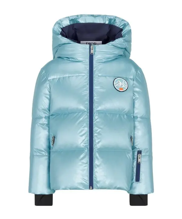 Dior Hooded Down Jacket With Embroidered Patches