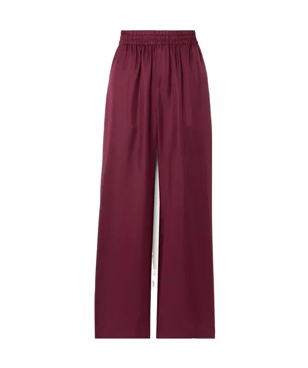 LISA YANG Silk Wide Leg Pants - Burgundy