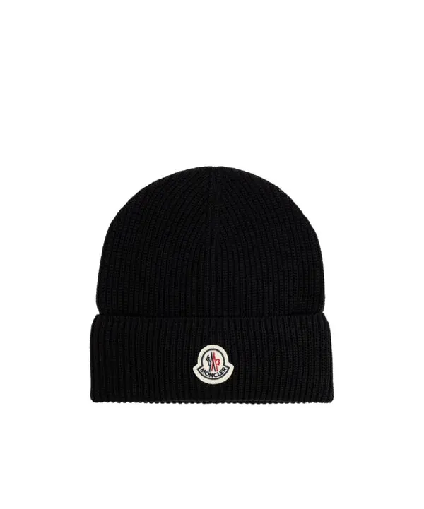 Moncler Logo Beanie Hat - Black