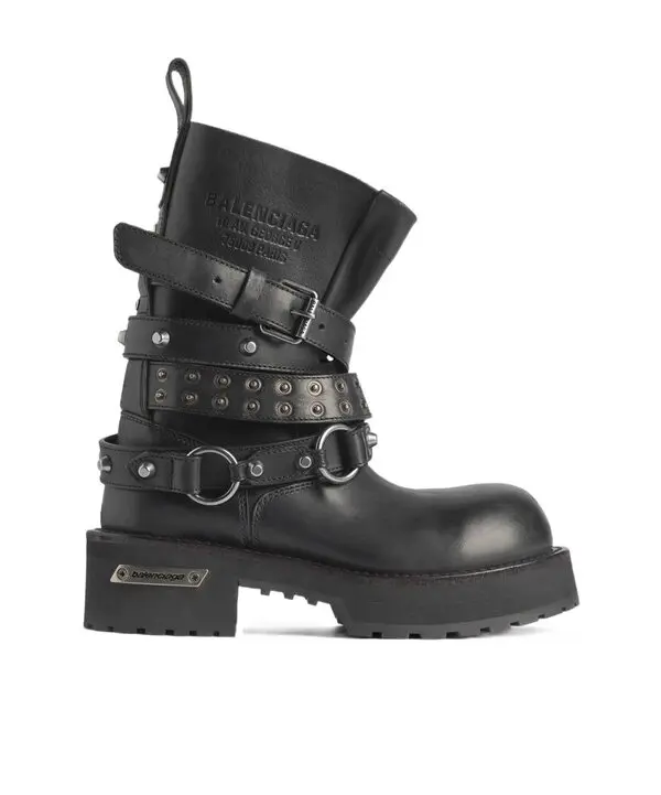 Balenciaga Buckle Detailed Leather Boots