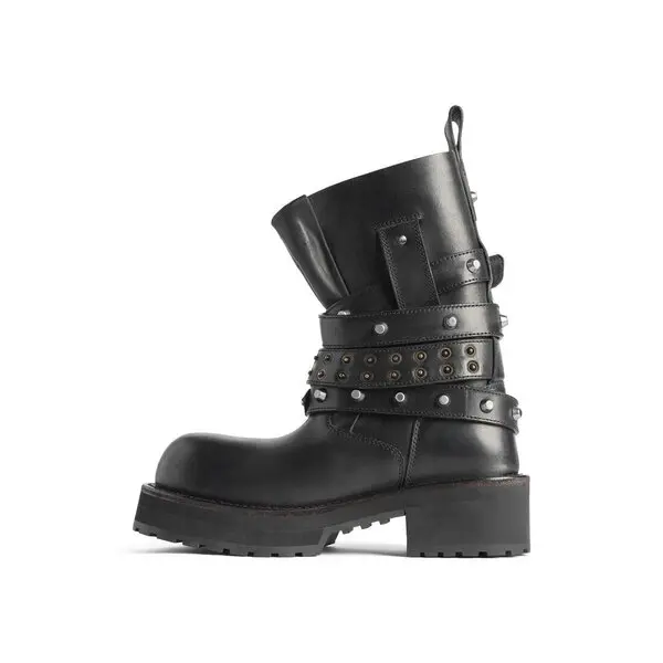 Balenciaga Buckle Detailed Leather Boots - Black