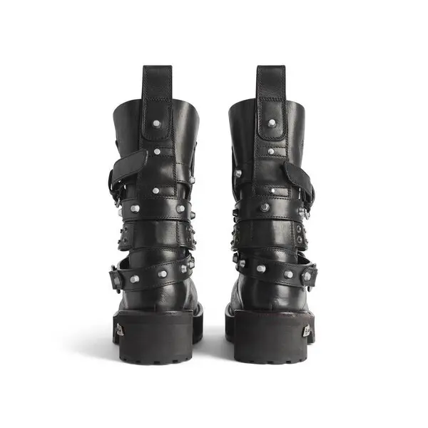 Balenciaga Buckle Detailed Leather Boots - Black