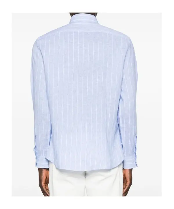 Brunello Cucinelli Striped Long Sleeved Shirt - Blue