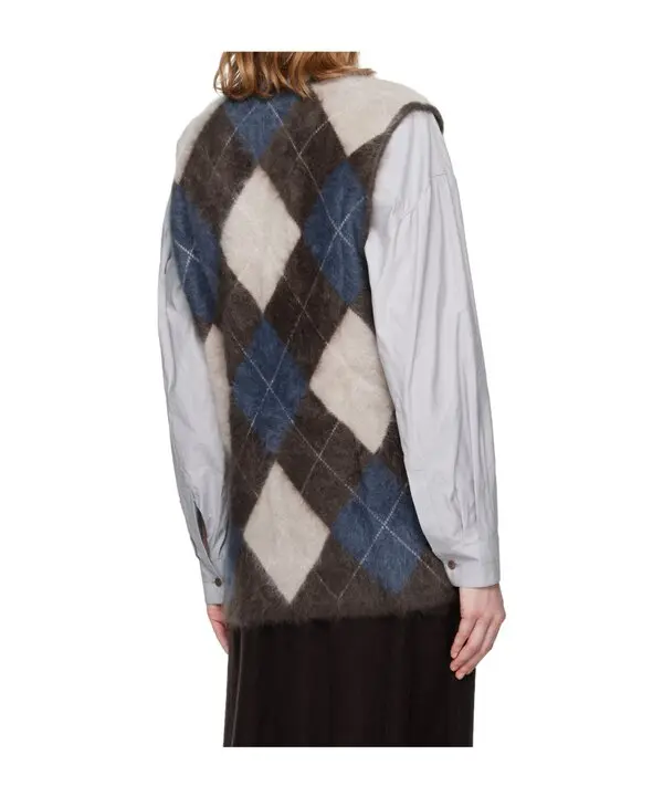 LISA YANG Amelly Argyle V-neck Sweater Vest