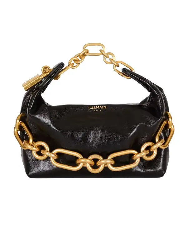 Balmain Mini Sync Bag With Chain Handle And Padlock - Black