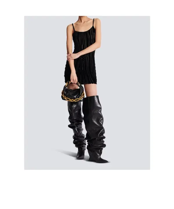 Balmain Mini Sync Bag With Chain Handle And Padlock - Black