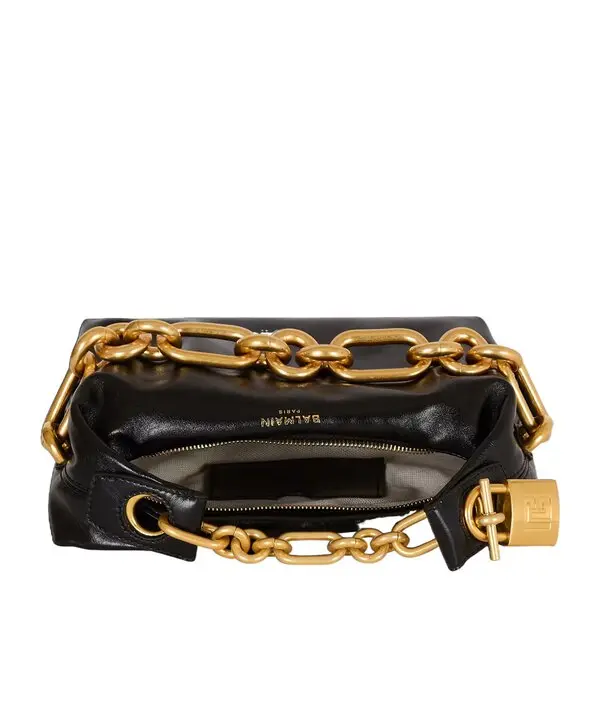 Balmain Mini Sync Bag With Chain Handle And Padlock - Black