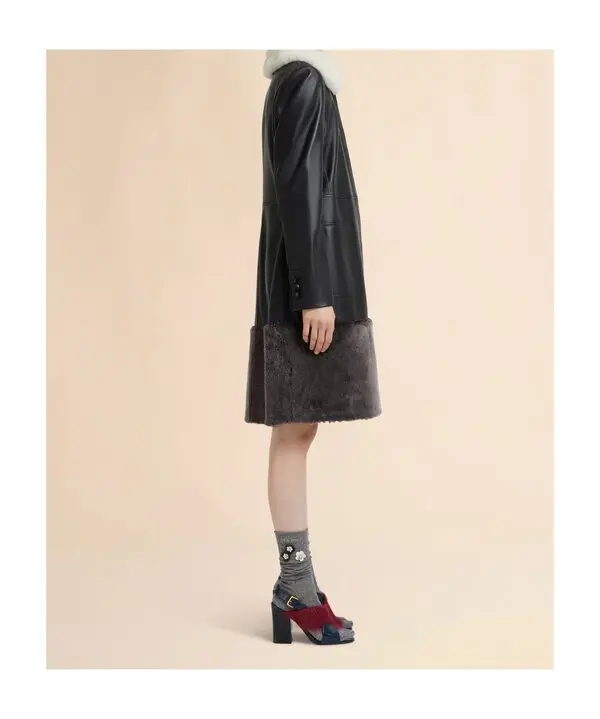 Marni Nappa Leather Coat With Shearling Trims