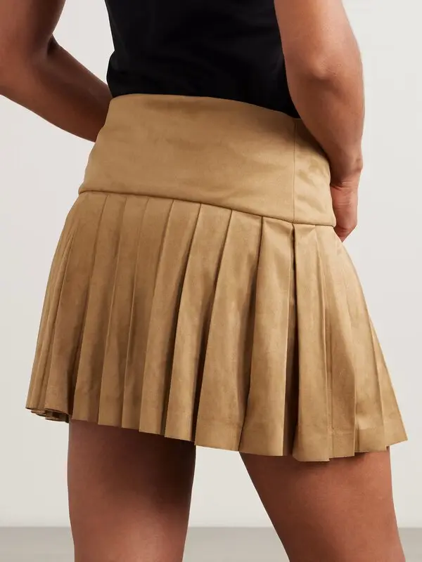 Norma Kamali Pleated Mini Skirt - Brown