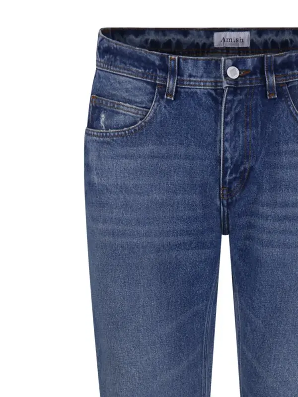 AMISH SUPPLIES David Distressed Straight-leg Jeans - Blue