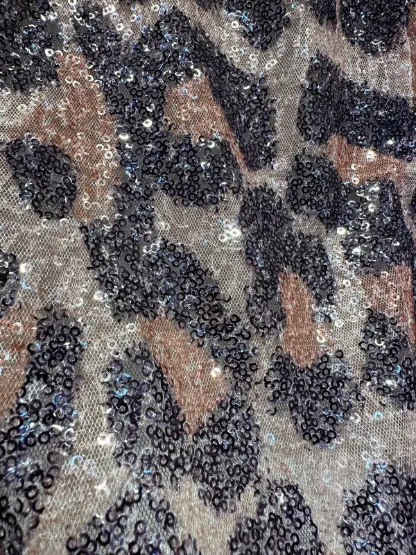 Just Cavalli Sleeveless Leopard Print Sequin Top With Sheer Yoke