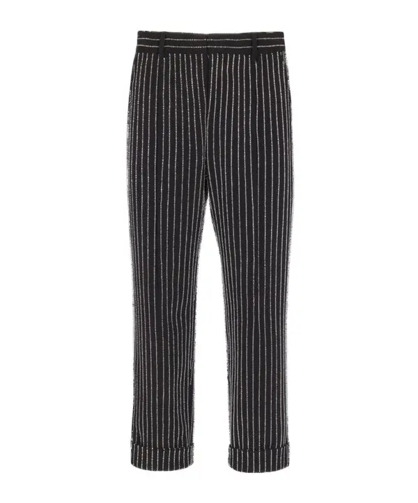 Balmain Straight-leg Trousers With Crystal Stripes