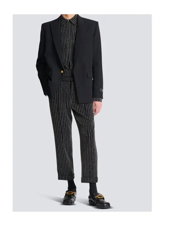 Balmain Straight-leg Trousers With Crystal Stripes