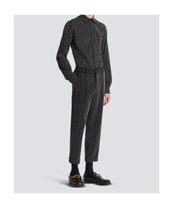 Balmain Straight-leg Trousers With Crystal Stripes
