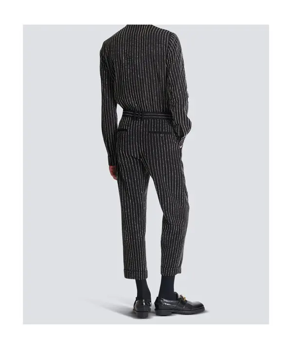 Balmain Straight-leg Trousers With Crystal Stripes