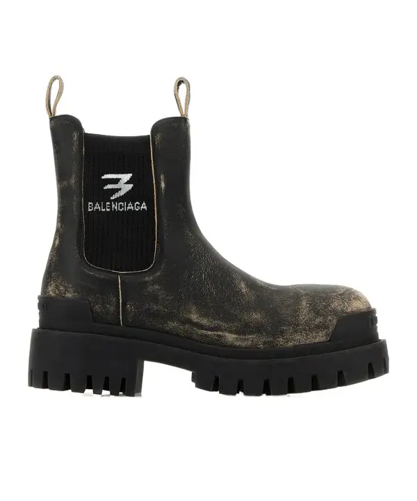Balenciaga Strike Leather Chelsea Boots - Black