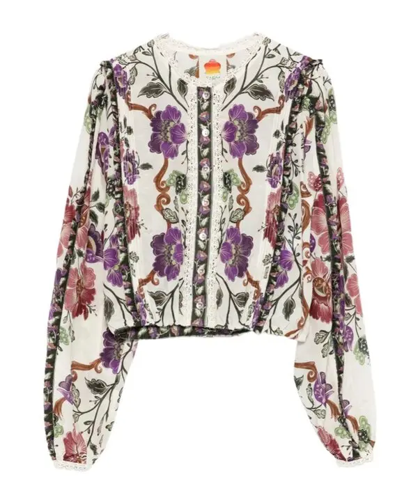 Farm Rio Rococo Printed Long Sleeve Top
