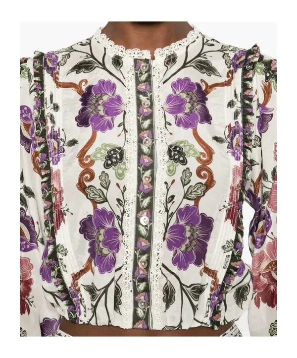 Farm Rio Rococo Printed Long Sleeve Top