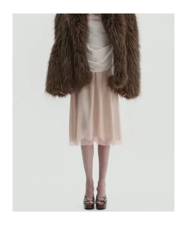 Magda Butrym Silk A-line Skirt With Lace Hem