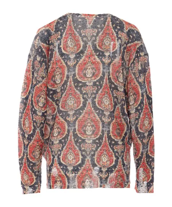 R13 Paisley Distressed Cardigan