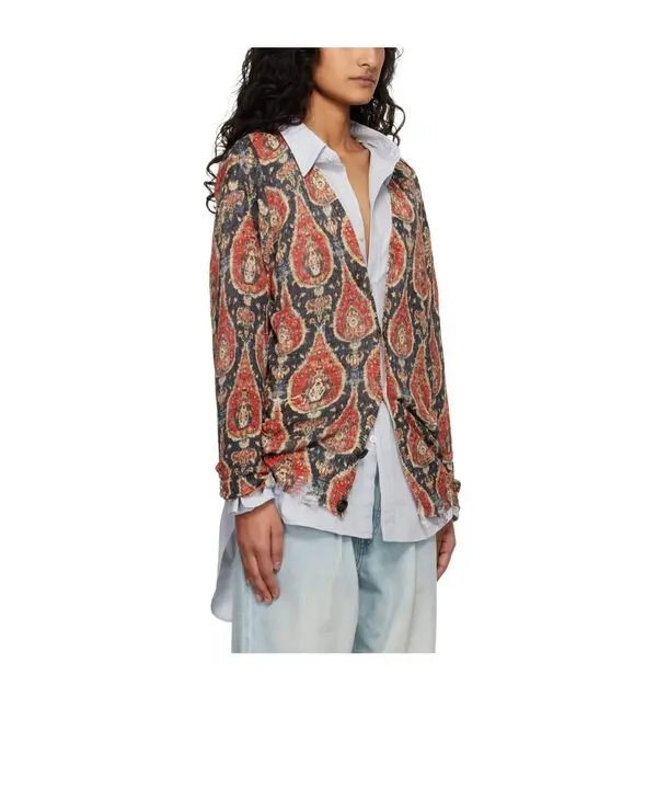 R13 Paisley Distressed Cardigan
