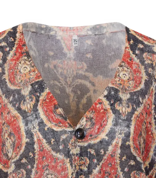 R13 Paisley Distressed Cardigan