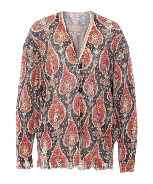 R13 Paisley Distressed Cardigan - Nude